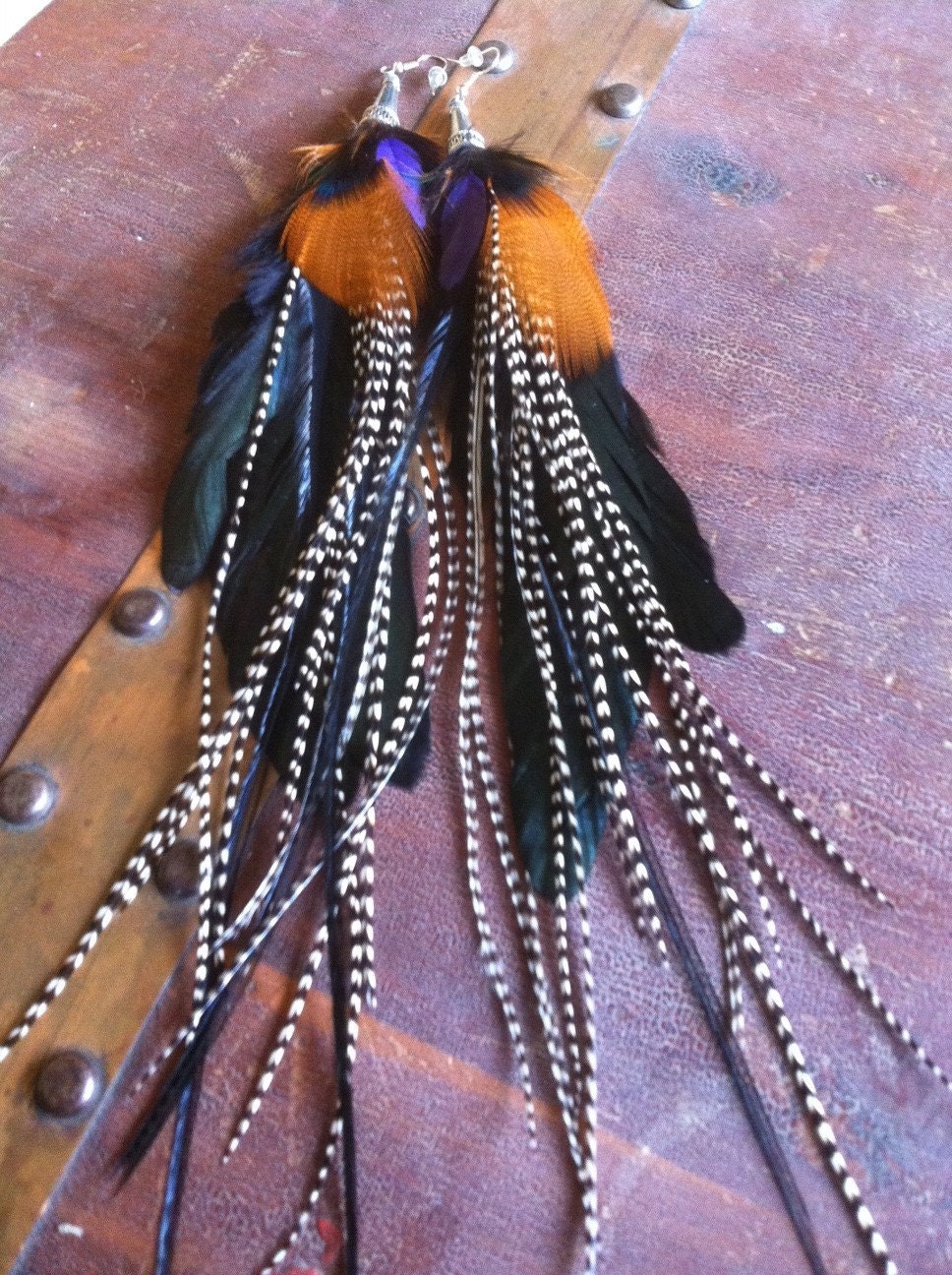 Grizzly Feather Earrings Long Punky Hip Very Long Feather | Etsy