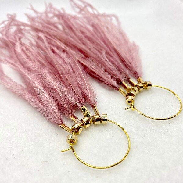 Mauve Feather Earrings - Etsy