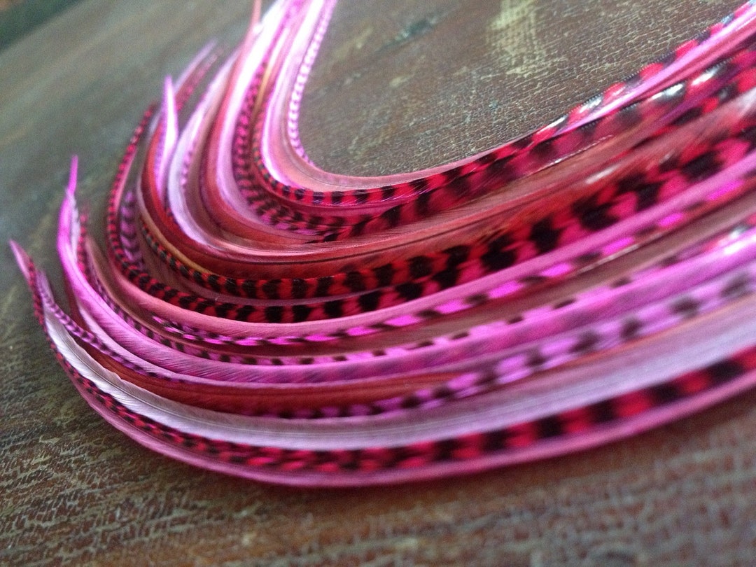 Long Valentines Pink Feather Hair Extensions 5 Long Hair Feathers ...