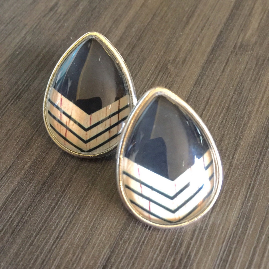00g Teardrop Ear Plugs 0g 2g 4g 6g Black Chevron Tear Drop Gauges Wood ...