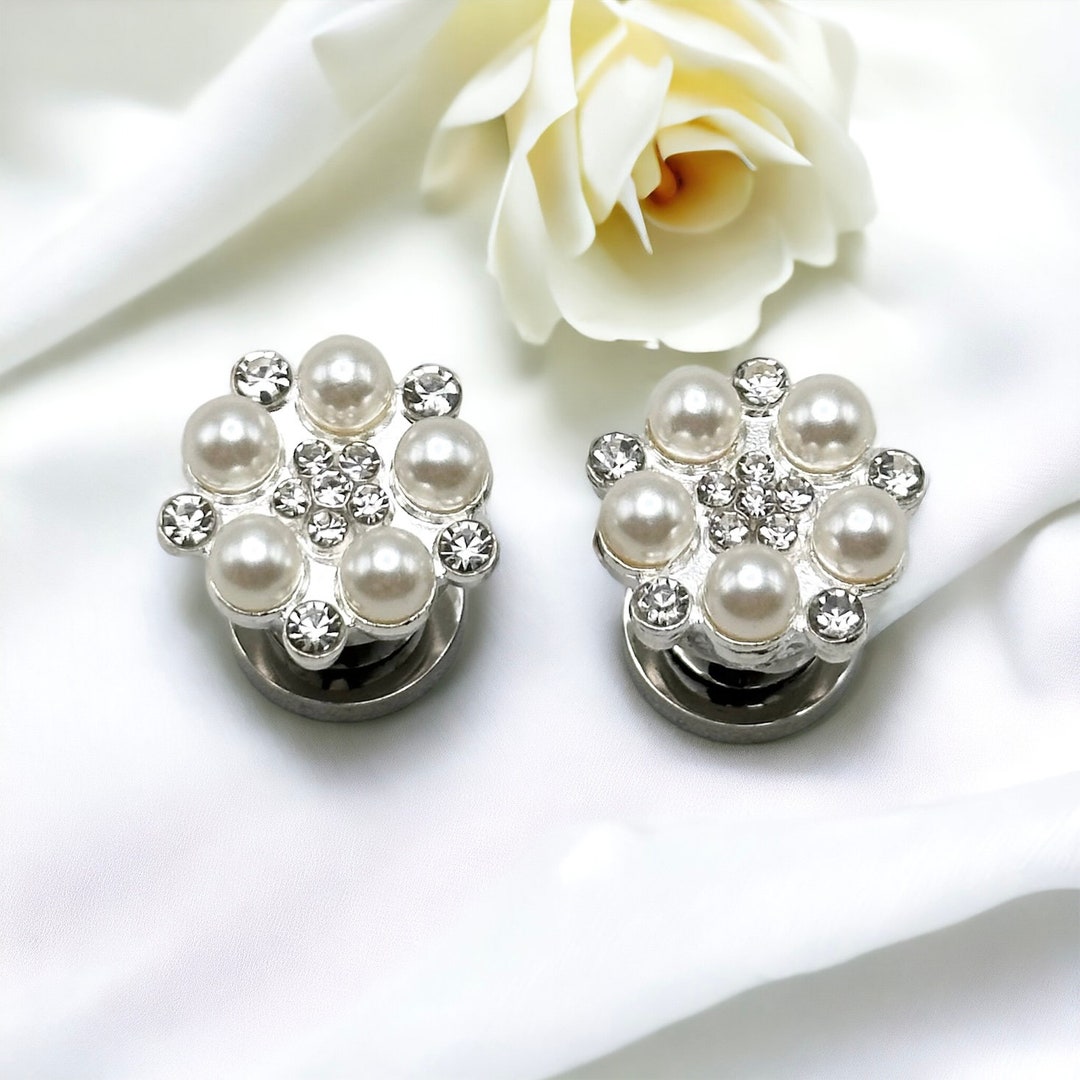Pearl Rhinestone Crystal Flower Ear Plugs Earrings for Brides 16g 14g ...