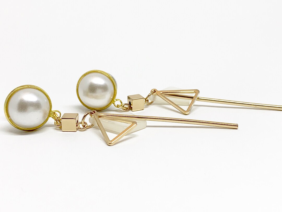 2g Dangle Plugs 0g Gold Ear Plugs 6g 4g Geometric Pearl Gauges 7/16 ...