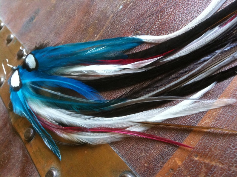 Wire Wrapped Feather Earrings Teal Dreams Long Feather | Etsy