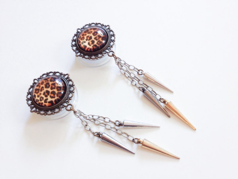 25mm 1 Leopard Print Plugs 3/4 inch Dangle Plugs | Etsy