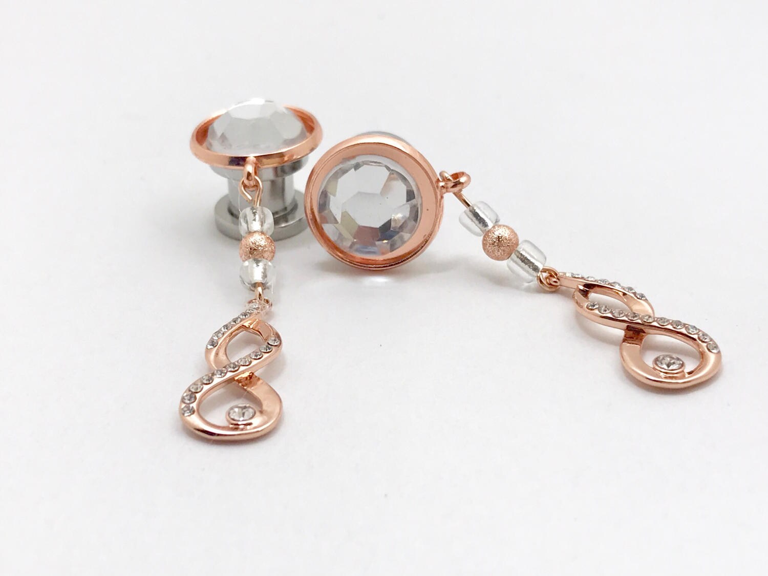 2g Rhinestone Rose Gold Plugs 0g Ear Plugs 6g 4g Crystal | Etsy