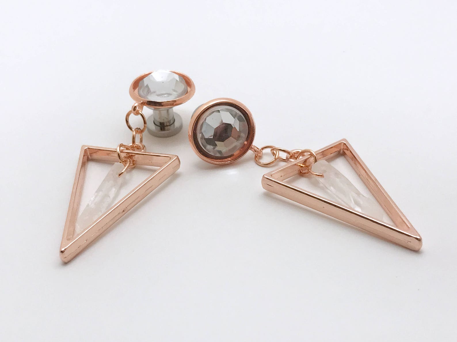 Quartz Crystal Dangle Plugs Rose Gold Ear Plugs 6g 4g 2g 1g 0g - Etsy
