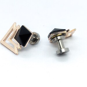 6g Hider Plugs 4g Art Deco Style Ear Plugs 2g Light Rose Gold and Black ...