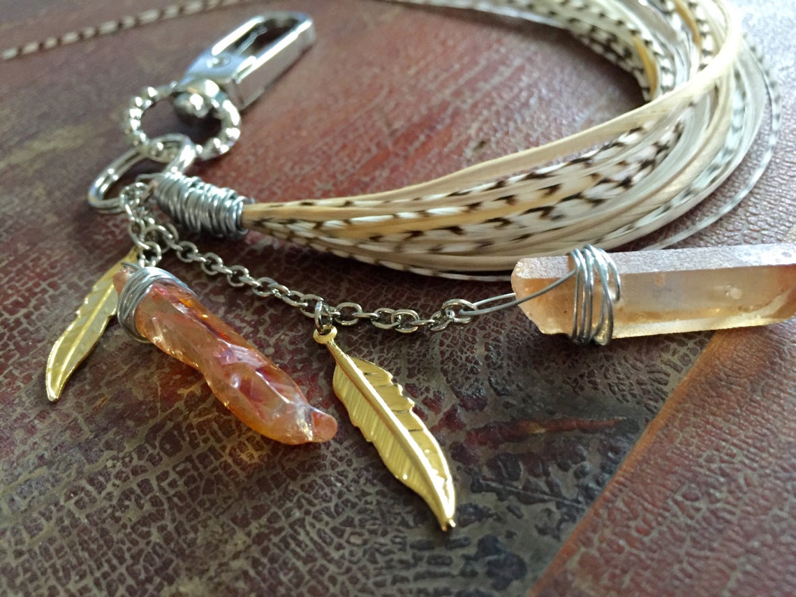 Boho Feather Keychain Feather Tassel Key Chain Bag Charm With - Etsy