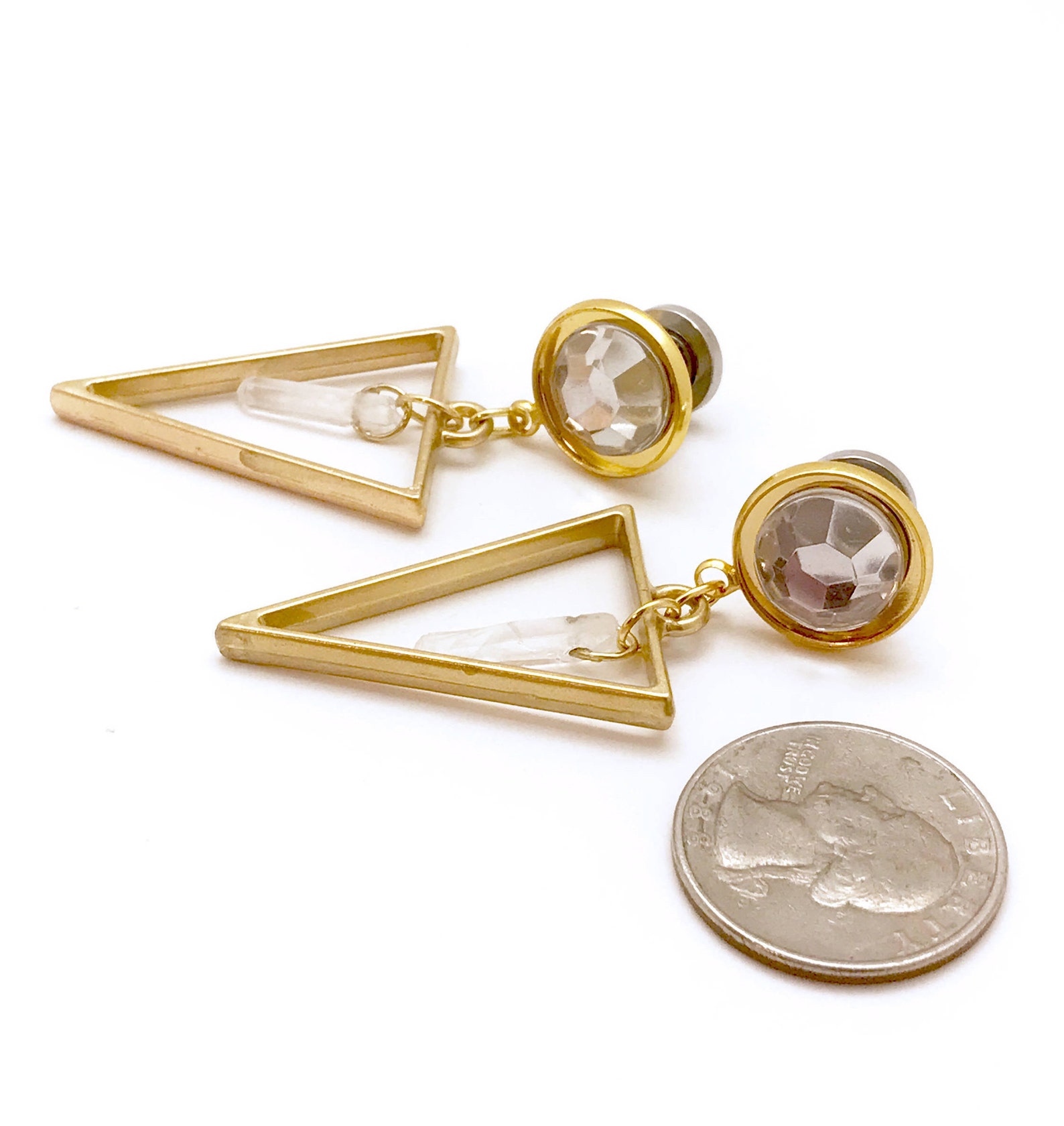 Quartz Crystal Dangle Plugs Yellow Gold Ear Plugs 6g 4g 2g 1g - Etsy