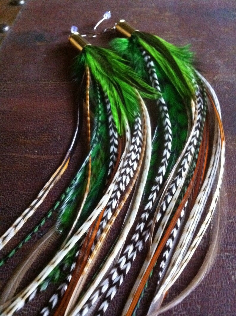 Long Feather Earrings Long Shamrock Dreamer Bullet Feather - Etsy