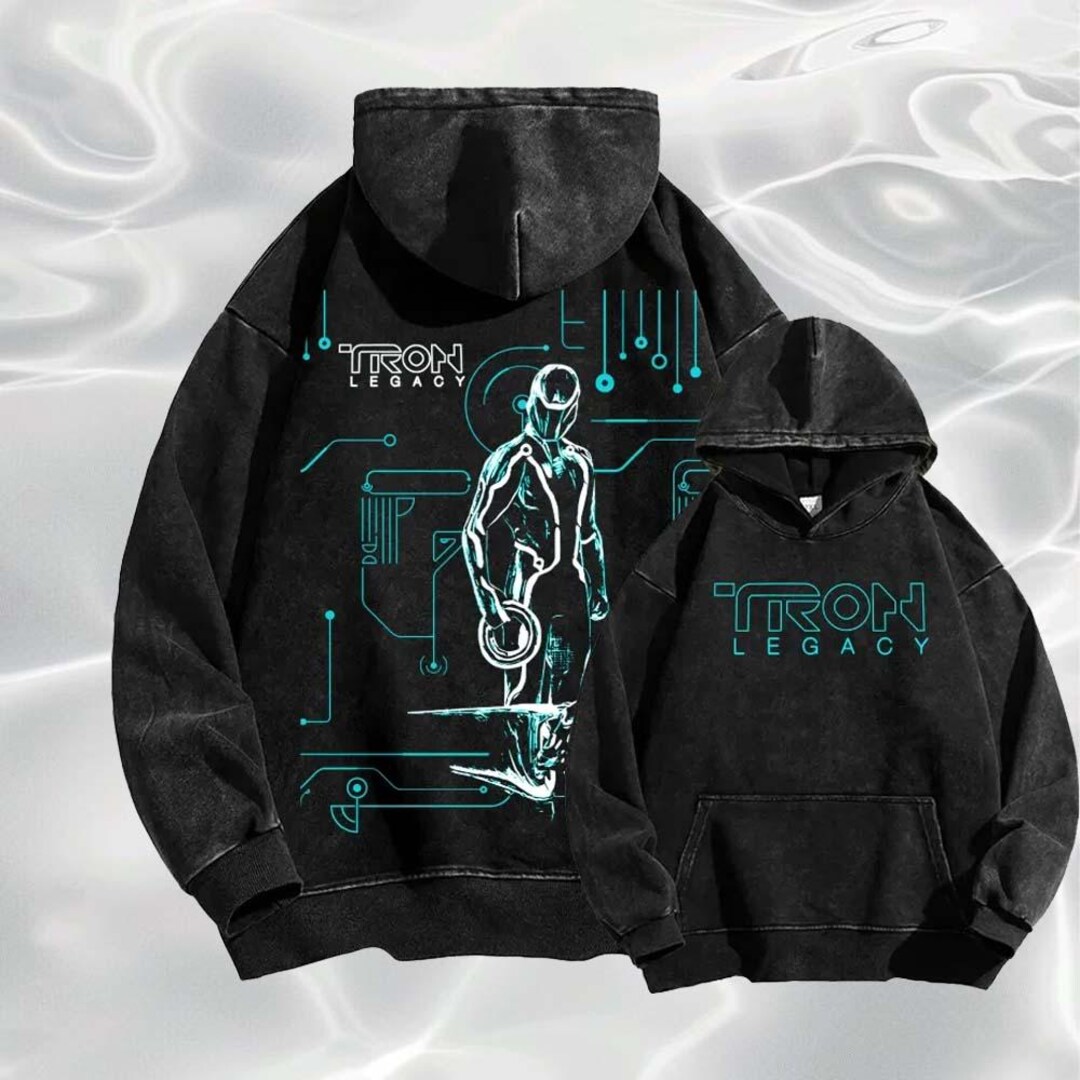 Vintage Game Graphic Washed Hoodie, Arcade Shirt, Retro Video Game Tron ...