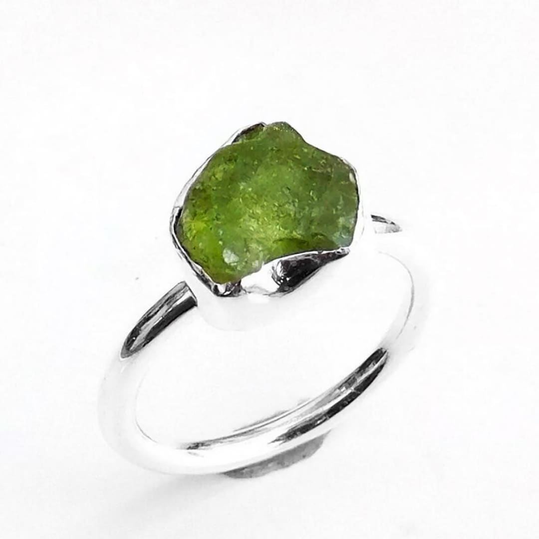 Modern Raw Peridot Ring, Handmade Ring, 925 Sterling Silver Jewelry ...