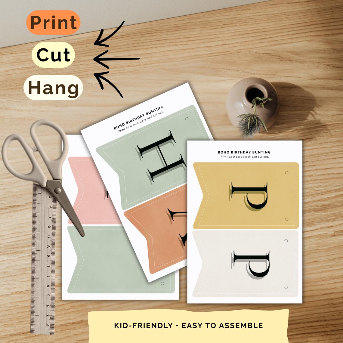 Editable Boho Birthday Banner Canva Template | Printable “happy ...