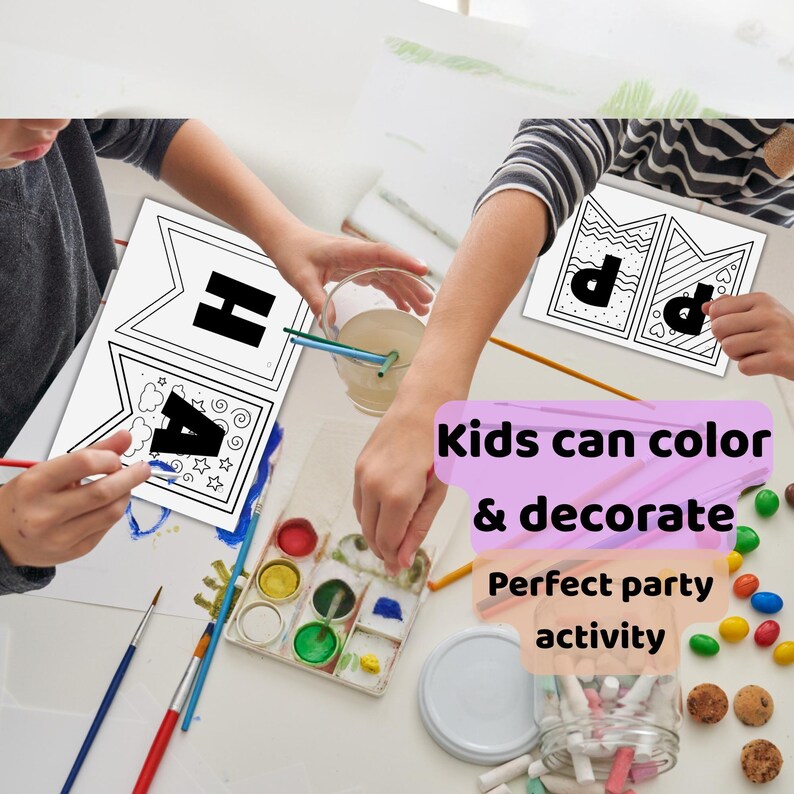 Printable Coloring Birthday Banner | “happy Birthday” Bunting for Kids ...