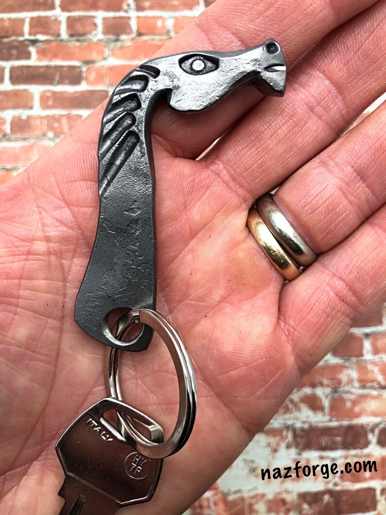 FORGED HORSE HEAD Keychain Hand Forged and Signed by - Etsy