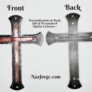 LARGE CHRISTIAN CROSS Wall Fixture Made of Iron & Copper, Gift Idea for ...