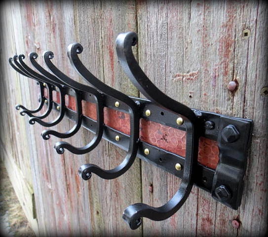 COPPER AND IRON Coat Rack - Hooks - (Hand Forged By A Blacksmith ...