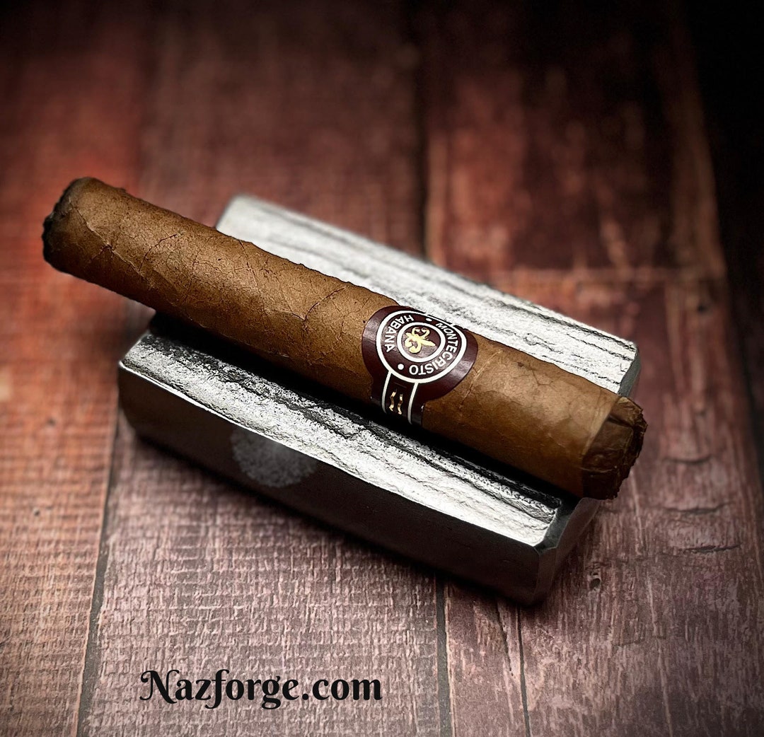 Cigar Rest Hand Forged Wood Grain - Blacksmith Forged Iron Stand Cigar ...
