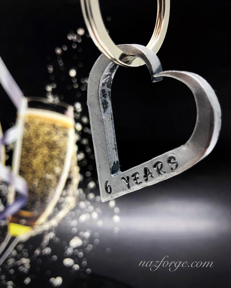 FORGED HEART KEYCHAIN 6th iron or 11th steel Wedding | Etsy