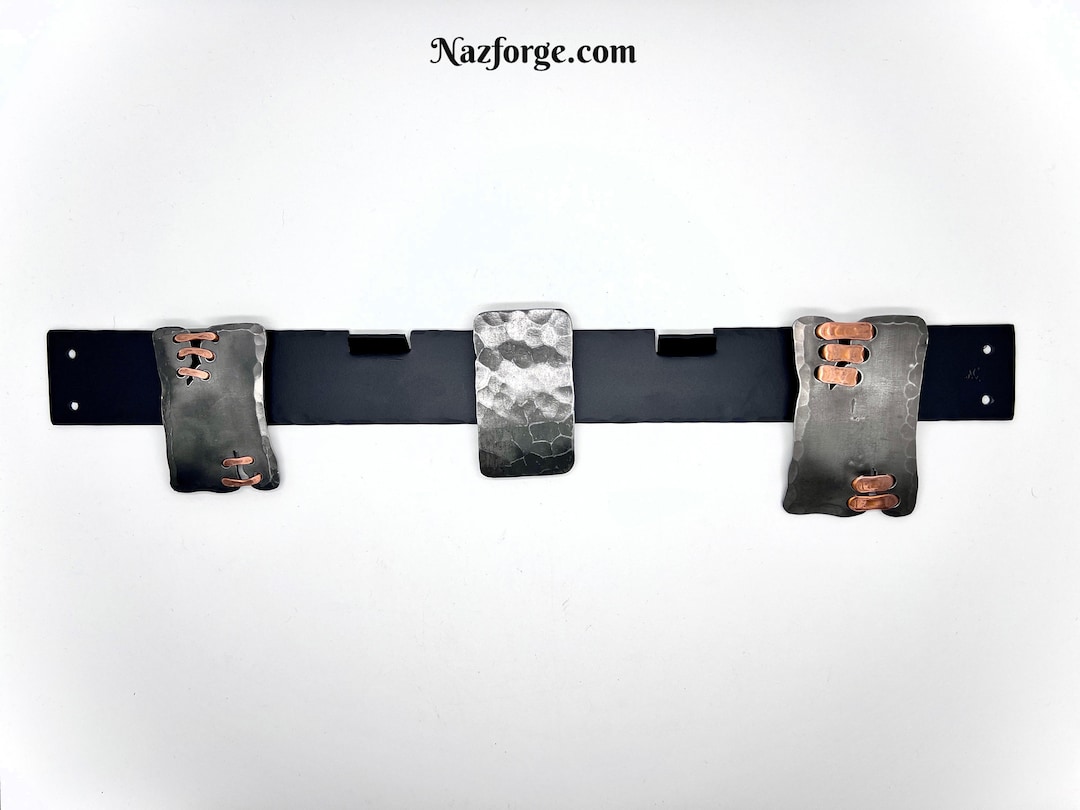 BELT BUCKLE RACK - 5 Hooks Wall Display - Hammer Textured by Blacksmith ...