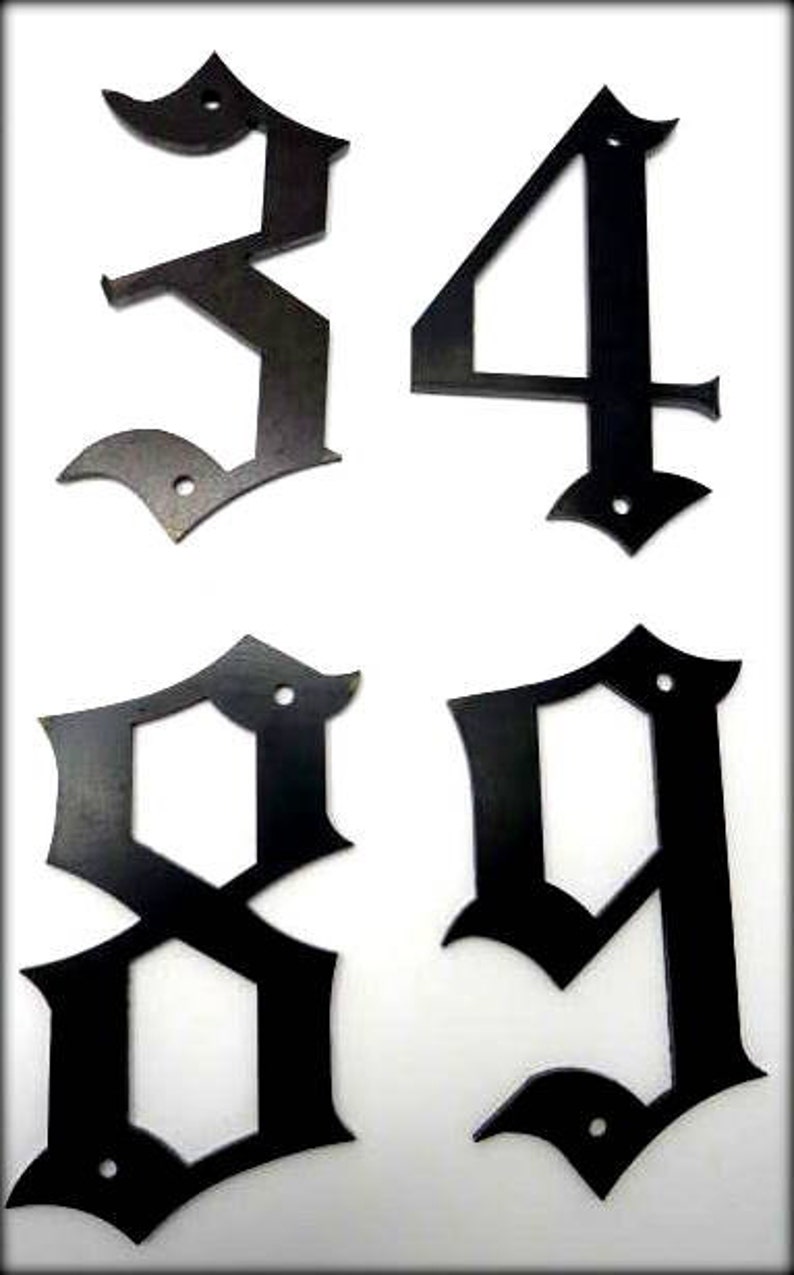 8" METAL HOUSE NUMBERS , Old English Style - 8 Inches High - Outside ...