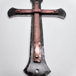 LARGE CHRISTIAN CROSS Wall Fixture Made of Iron & Copper, Gift Idea for ...