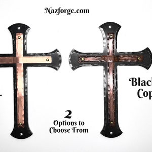 LARGE CHRISTIAN CROSS Wall Fixture Made of Iron & Copper, Gift Idea for ...