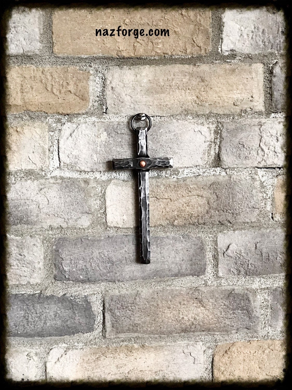 FORGED IRON CROSS with Hammer Texture - Hand Forged by Blacksmith Naz ...