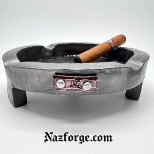 Large Cigar Ashtray Hand Forged by Blacksmith 7 Inch Diameter With 4 ...