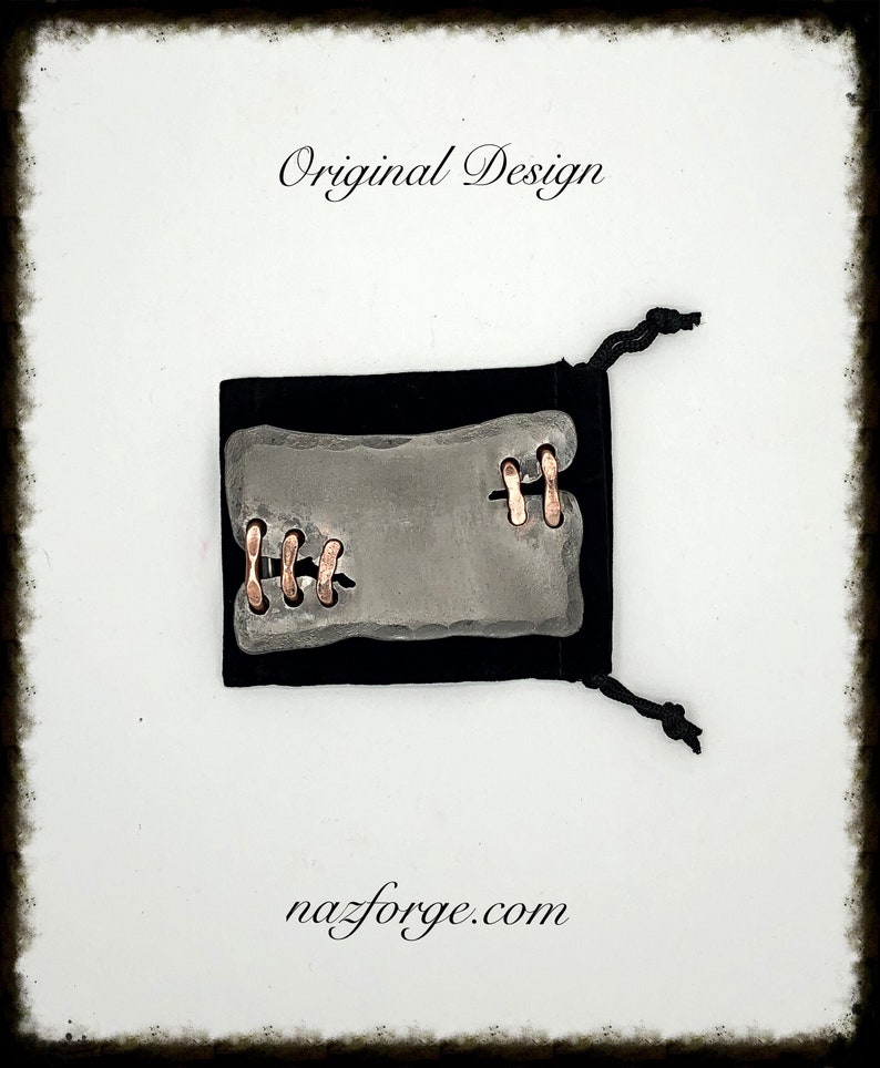 FORGED BELT BUCKLE Copper Stitched , Hand Made by Blacksmith Naz ...