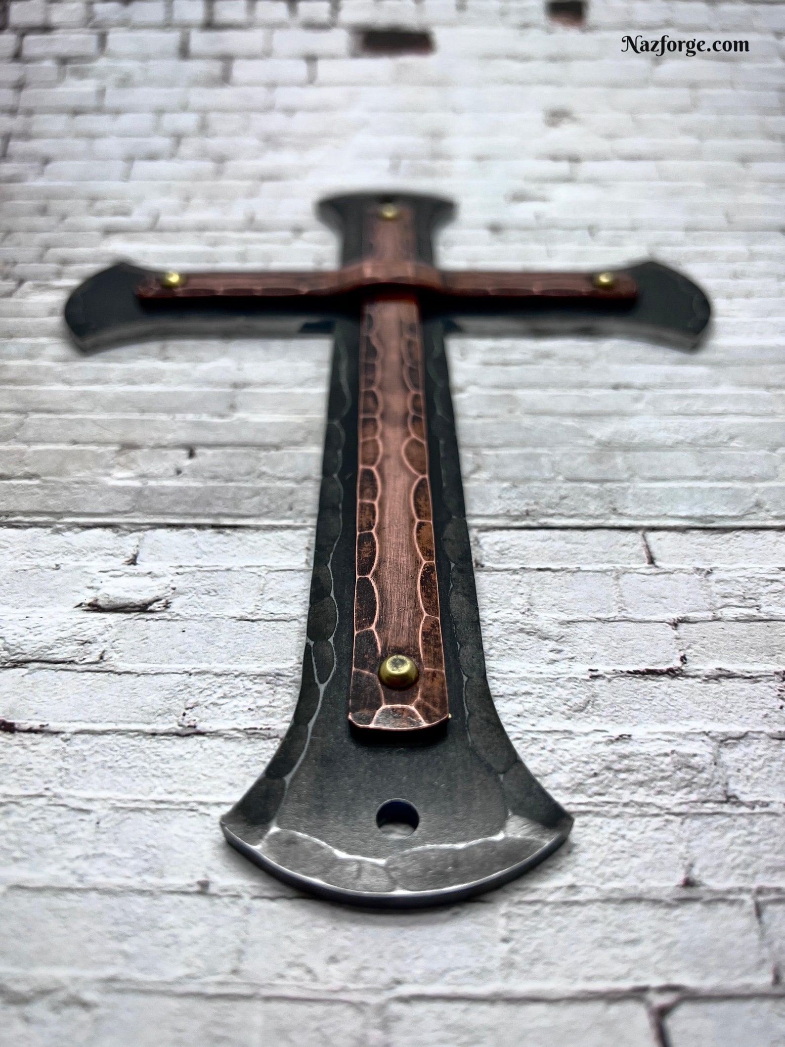 LARGE CHRISTIAN CROSS Wall Fixture Made of Iron & Copper, Gift Idea for ...