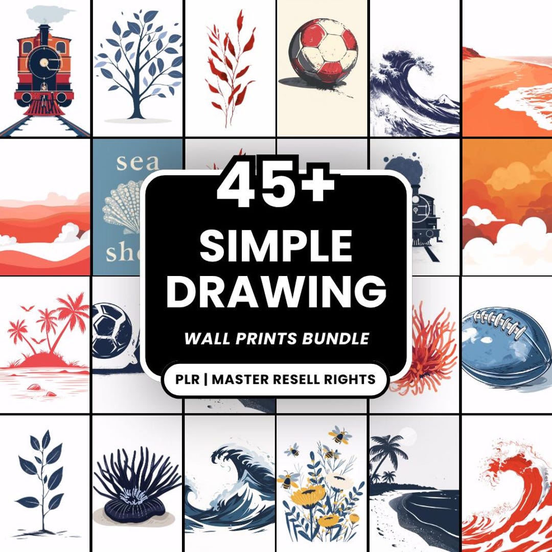 Simple Drawing Wall Art Bundle Printable Digital Download 45 Minimalist ...
