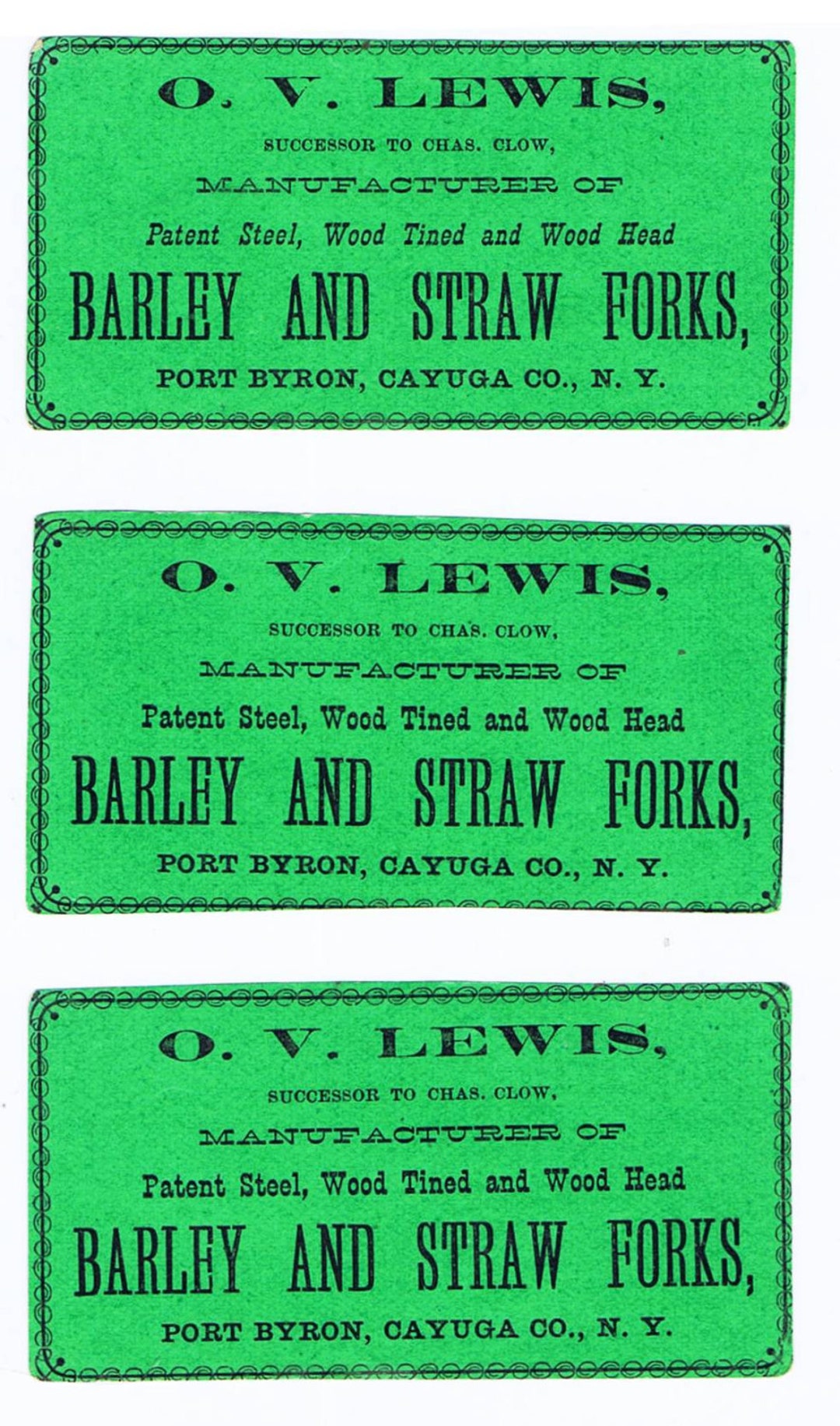 Antique Vintage Three 19th Century Labels for Barley and Straw Forks ...