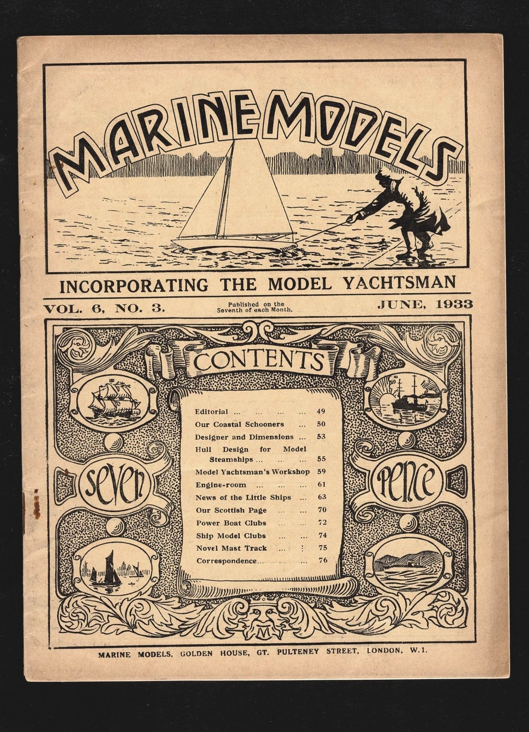 Antique Vintage Marine Models Yachtsman Magazine London June 1933 ...