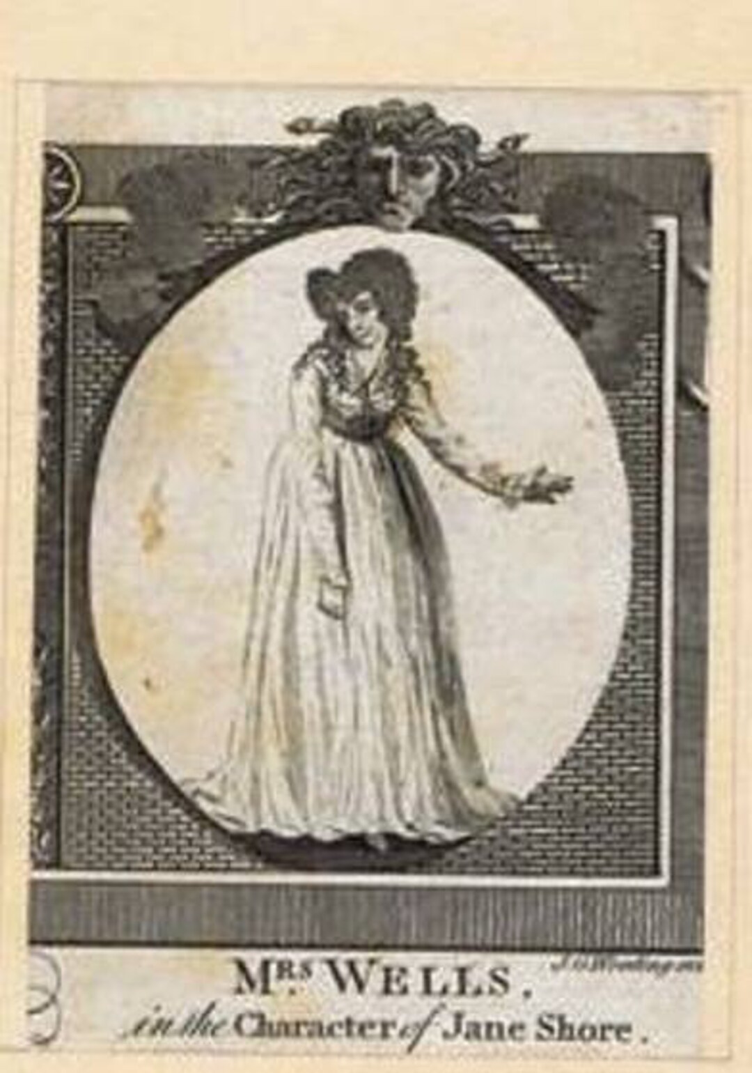 Mrs. Wells Antique 18th Century Engraving Jane Shore Actor Theatre ...