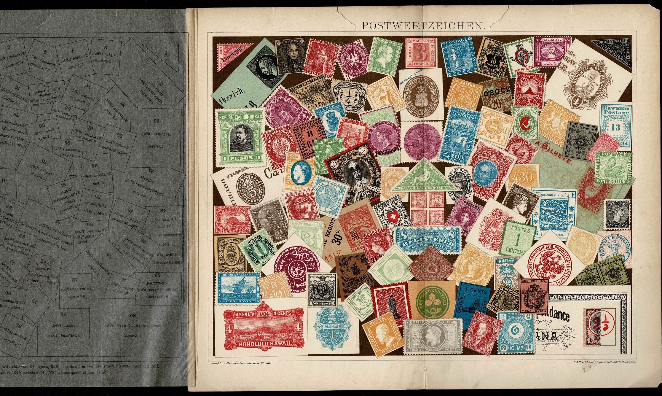 Antique Vintage Collection of Postage Stamps Color Montage Collage Book ...
