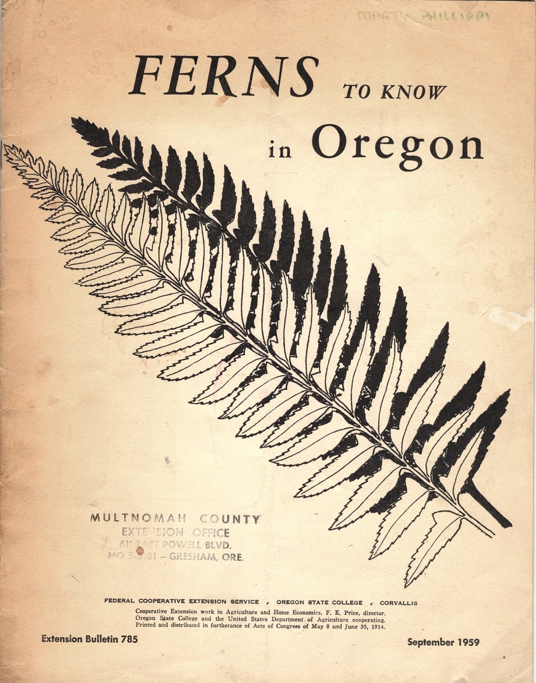 Vintage Ferns to Know in Oregon Booklet Charles R. Ross Ed Oregon ...