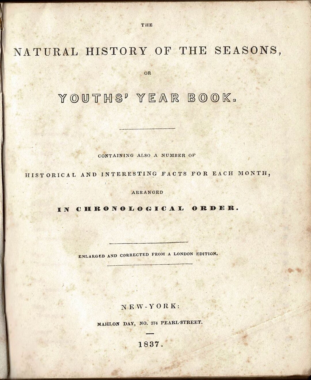 Antique Natural History of Seasons Youth's Year Child Book Historical ...