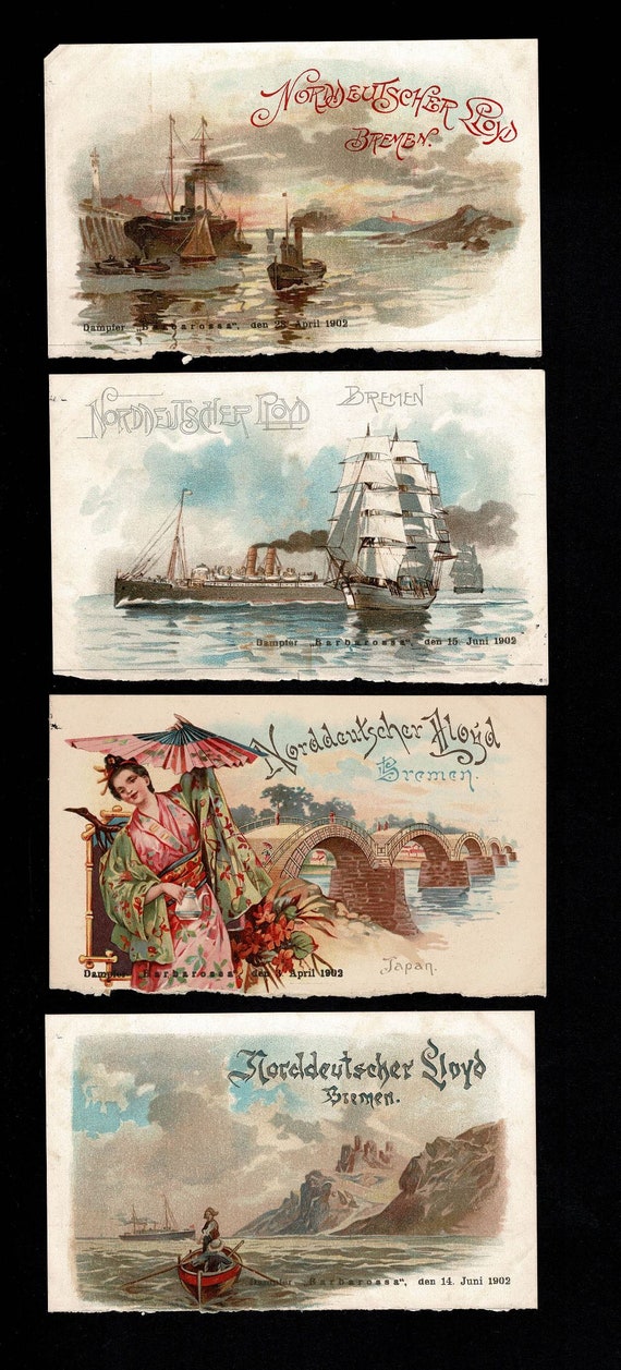 Antique Vintage Lloyd Deutscher Nord Steamship Postcards c. | Etsy