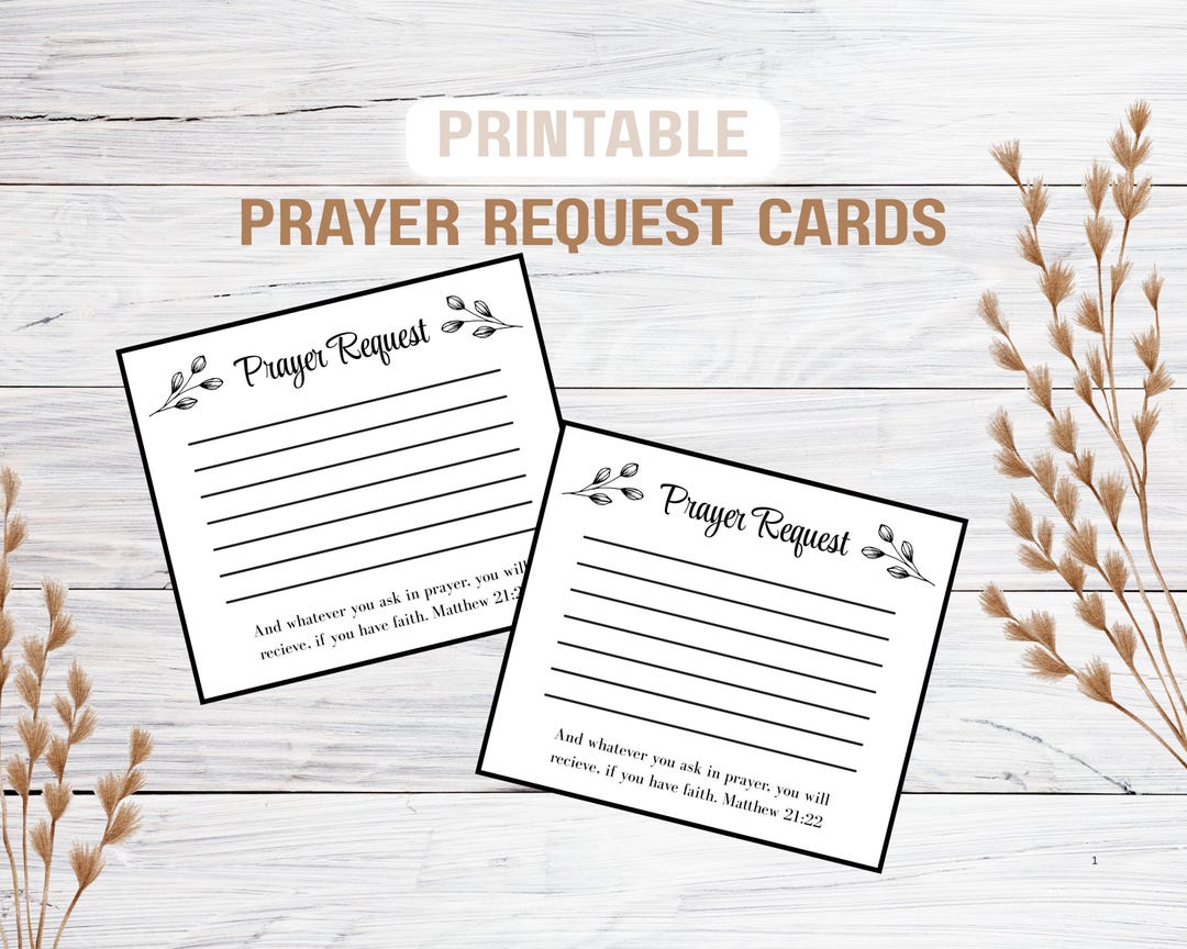Prayer Request Cards, Digital Download, Set of 6, Bible Verse ...