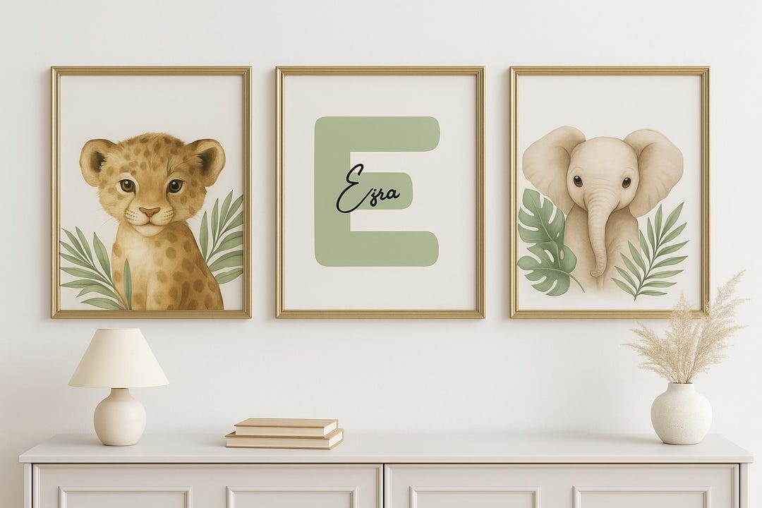 Editable Jungle Safari Nursery Wall Art Trio | Printable Kids Room ...