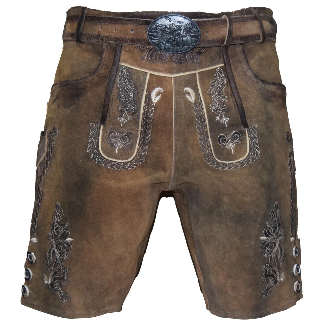 Traditional Suede Leather Shorts – Bavarian Lederhosen– Oktoberfest Men ...