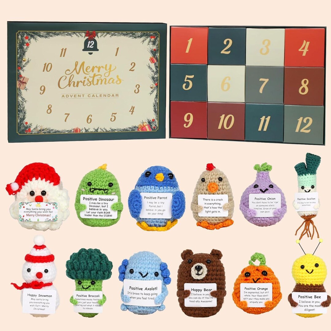 Positive Crochet Animal Advent Calendar, Emotional Support Christmas ...