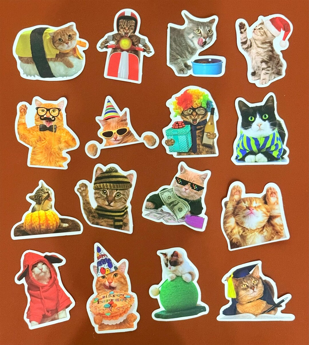 Funny Cat Stickers Pack – Cute Vinyl Laptop Stickers, Planner, Journal ...