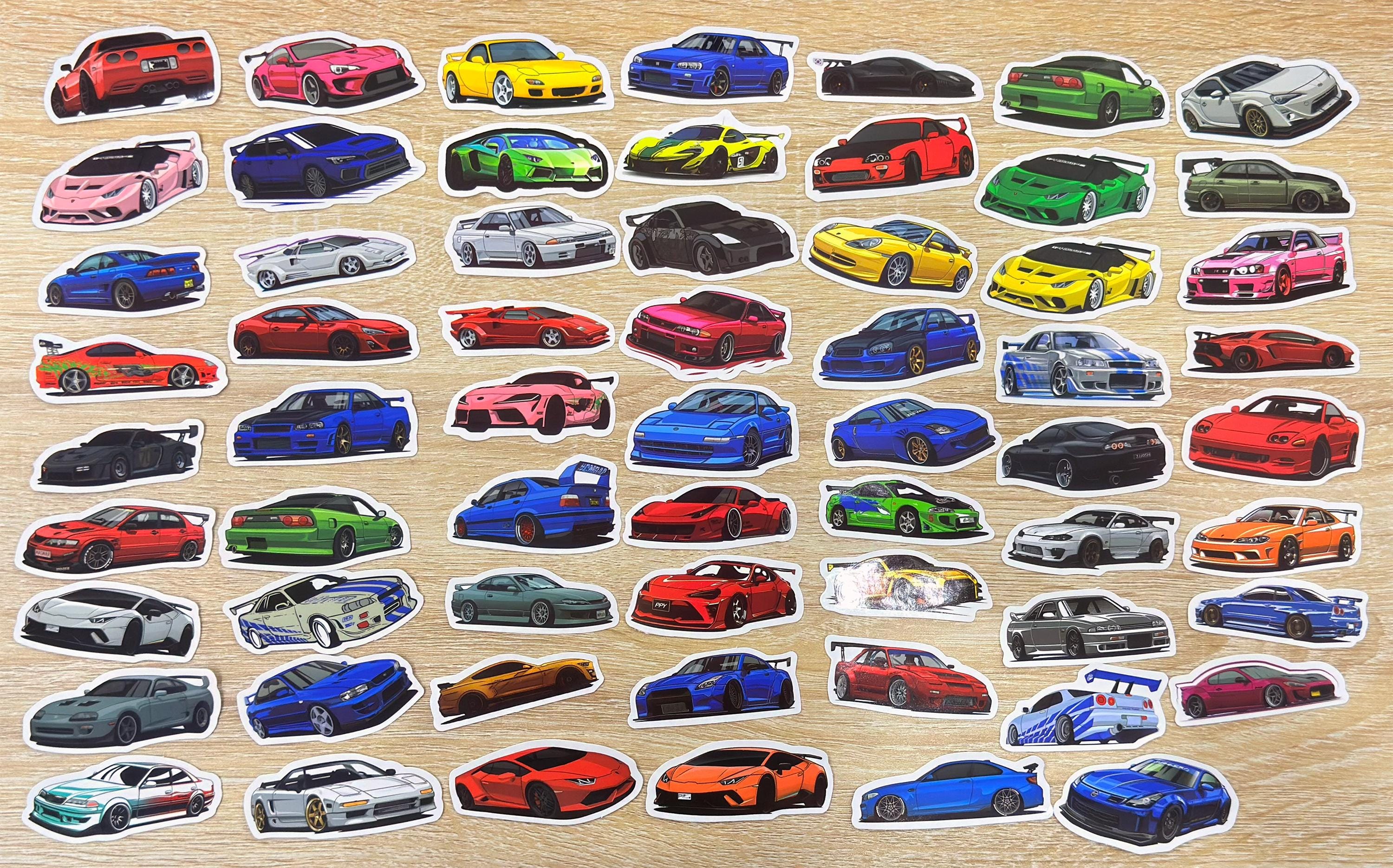 60pcs JDM Car Sticker Pack – Drift Car Vinyl Stickers for Laptop, Tool ...