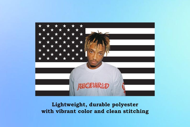 Juice WRLD Black & White American Flag Tapestry | Rapper Wall Art | Hip ...