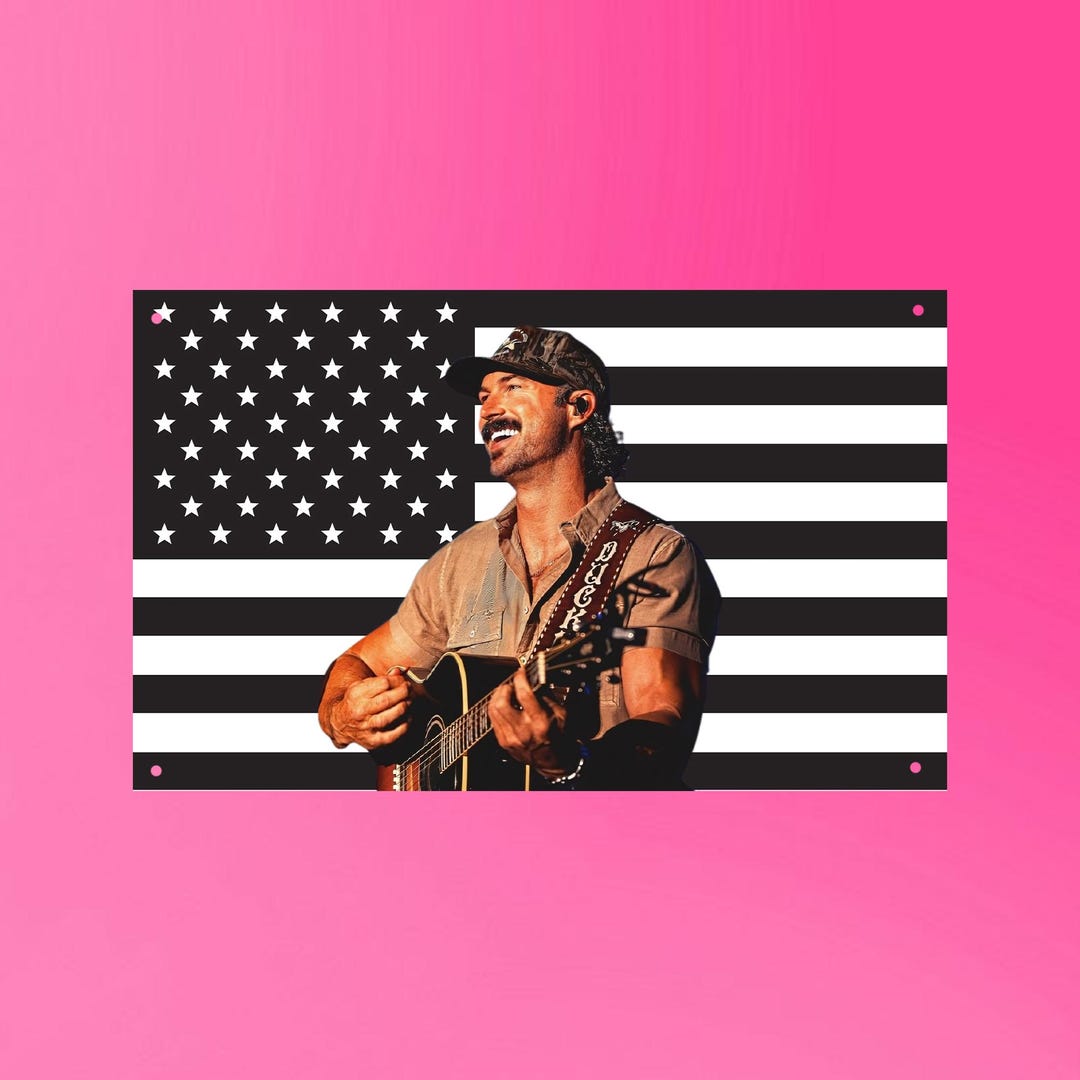 Riley Green Black & White US Flag – Country Singer Wall Decor Tapestry ...