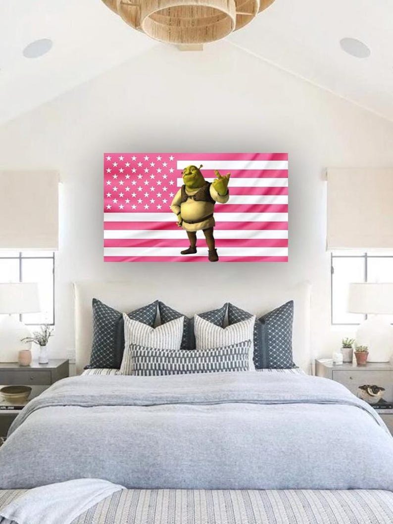 Shrek Meme Flag Tapestry | Funny Ogre Wall Hanging Banner | Cartoon ...