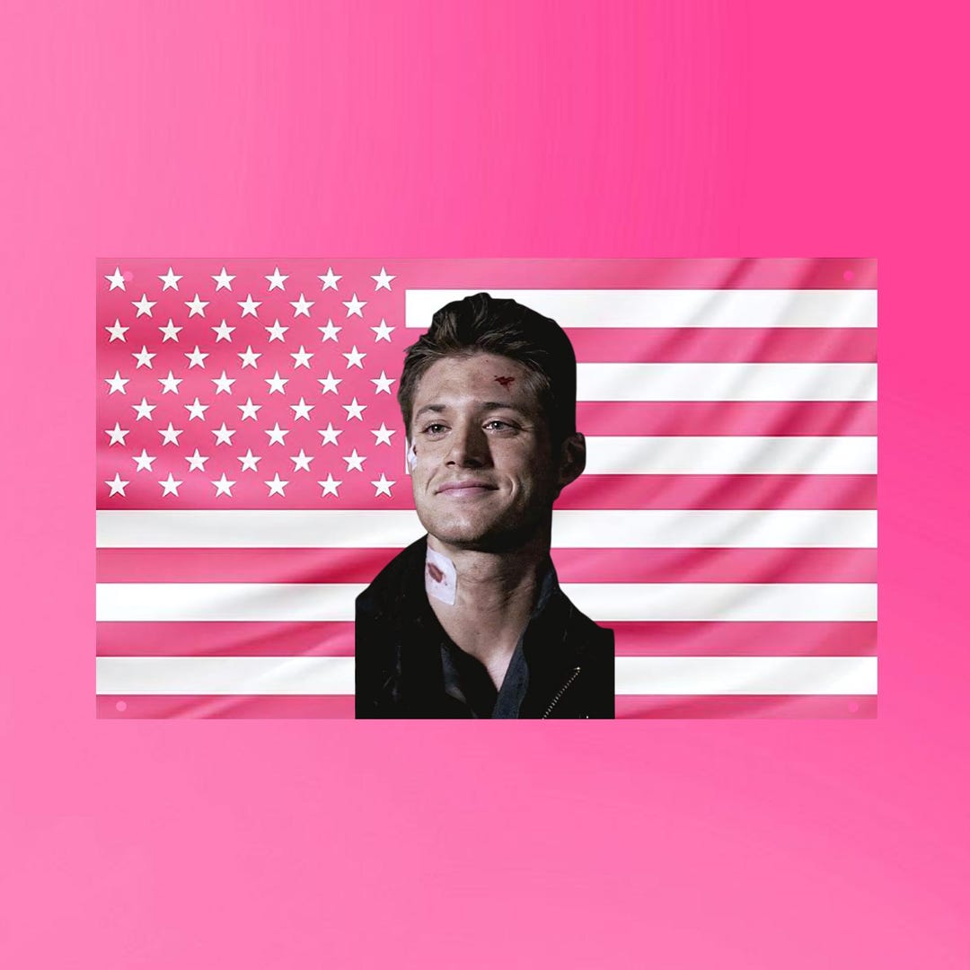 Dean Winchester Pink American Flag | Supernatural Wall Tapestry ...