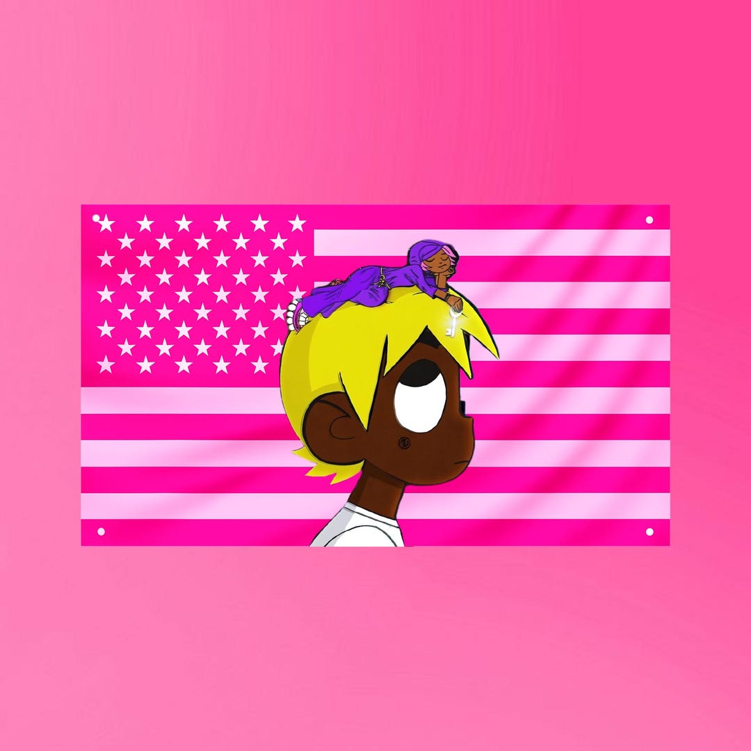Lil Uzi Vert Flag | Pink Tape Album Flag | Rapper Cartoon Art Tapestry ...